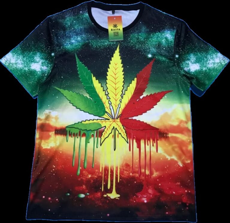 Reggae Gear Night Sky Dripping Weed Leaf Shirt - Reggae Gear